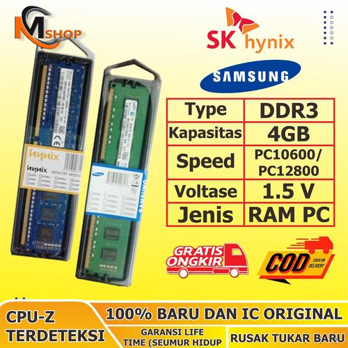 Promo RAM PC DDR3 4GB memory longdim pc - D3 4GB 10600 SS, TANPA MIKA ...