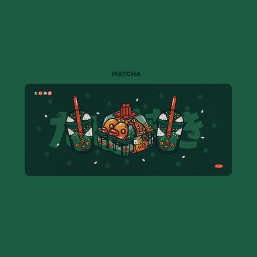 Jual Deskmat Mouse Pad | Matcha Theme Taiyaki Boba - 900x400, 3 mm ...