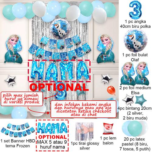 Jual [PAKET] BIRTHDAY Set BANNER SILVER FROZEN CURTAIN Dekorasi Ultah ...