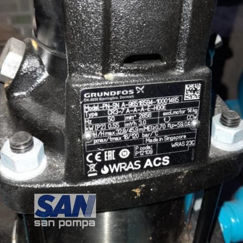Jual Pompa Air Grundfos CR 3-7 0.55 kW 0.75 HP 3 Phase 380v 2900 Rpm 50 ...