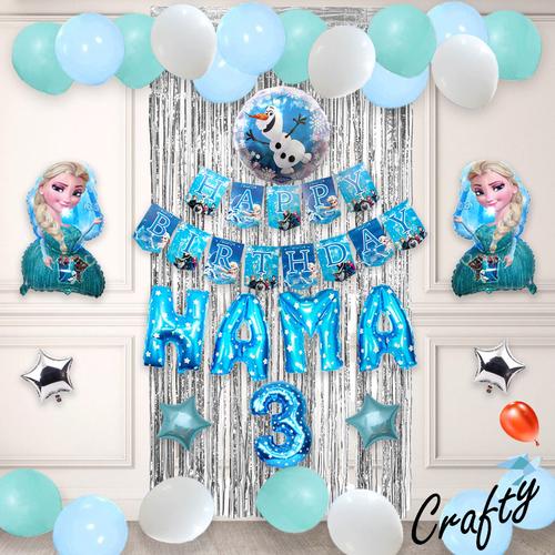 Promo [PAKET] BIRTHDAY Set BANNER SILVER FROZEN CURTAIN Dekorasi Ultah ...