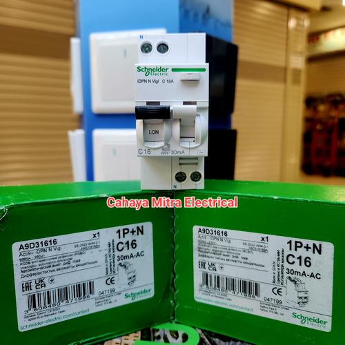 Jual SCHNEIDER RCBO IDPN VIGI 1P+N 16A 30mA AC NEW ORIGINAL REF - A9D31616 - 6A [A9D31606 ...