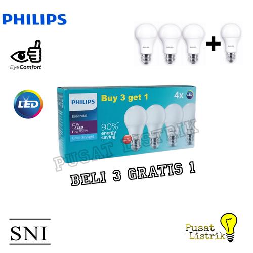 Jual Lampu LED Essential 5w Beli 3 Gratis 1 Philips Led Bulb 5W Ess ...