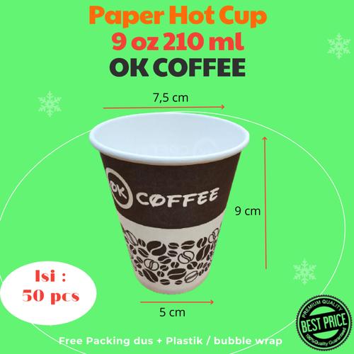 Promo Paper Hot Cup Gelas Kertas 9 oz 210 ml OK Coffee isi 50 pcs ...