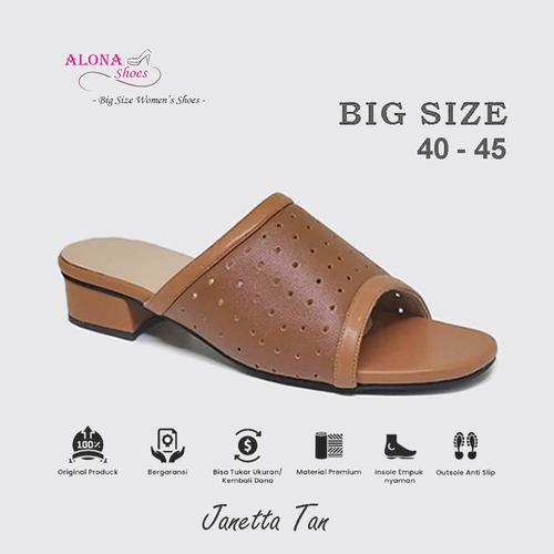 Jual Alona - Janetta Tan | Sandal Heels Ibu-Ibu Ukuran Besar Jumbo Big Size - Beige, 40 - Kab ...
