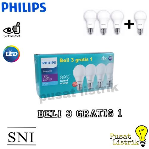 Jual Lampu LED Essential 7w Beli 3 Gratis 1 Philips Led Bulb 7W Ess ...