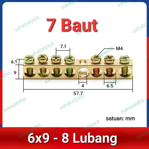 Jual Terminal Kabel Blok Netral Block 7 Pole M4 6x9 mm Kuningan Ground ...