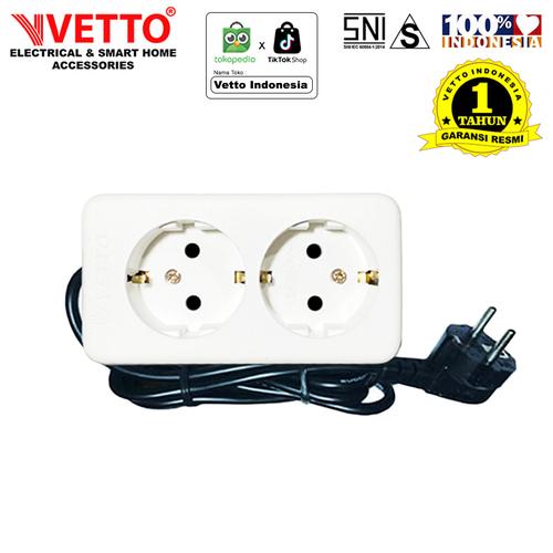 Promo VETTO V8202/LC Stop Kontak 2 Lubang SNI - Putih, Kabel 3 Meter ...
