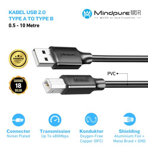Jual Kabel Printer USB 2.0 | Type A Male To Type B Male | Cables Cable ...