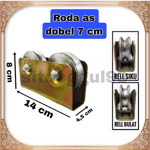 Jual roda pagar 7 cm dobel/rangkap besi as pintu gerbang - rell bulat ...