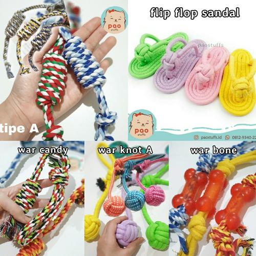 Jual mainan rope tali gigit kunyah hewan anjing kucing chewing toy dog ...
