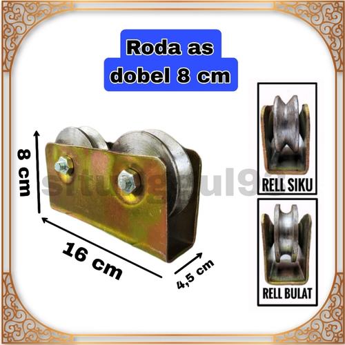 Jual roda pagar 8 cm besi as rangkap/dobel pintu gerbang - rell bulat ...