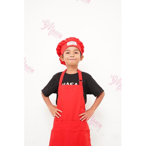 Promo Apron anak dan topi koki chef anak premium Ada Adjust dileher - Orange - Kota Bekasi ...