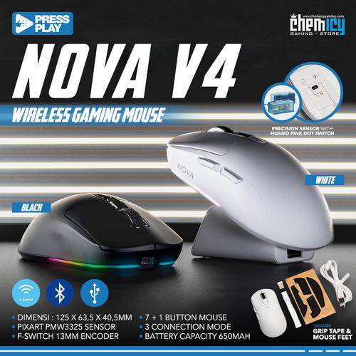 Jual Press Play Nova V4 RGB Lightweight Wireless Gaming Mouse - Jakarta ...