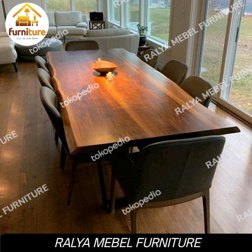 Jual Meja makan meja meeting kantor kayu jati asli perhutani kaki besi ...