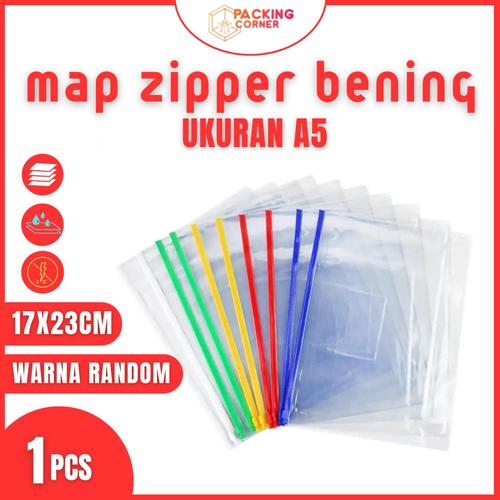 Jual Zipper Pocket Zip Bag Map Plastik A5 Map Hijau Merah Kuning Biru ...