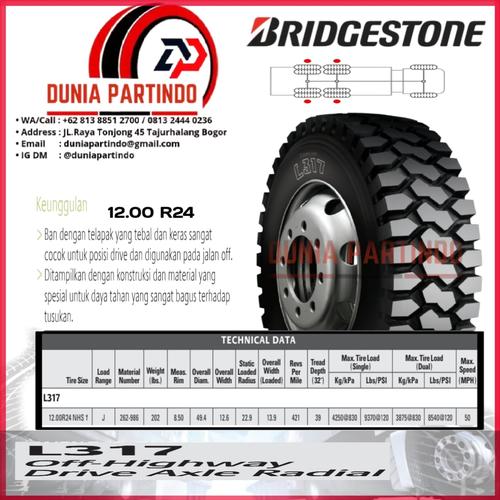 Jual Ban Truk BRIDGESTONE L317 UK. 12.00 R24. Chat Diskon - Kab. Bogor - Dunia Partindo | Tokopedia