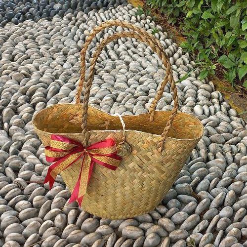 Jual tas anyaman purun oval, pita satin/totebag/bingkisan/kemasan ...