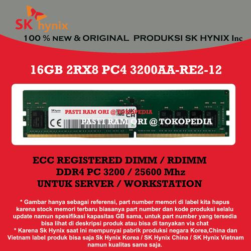 Jual MEMORY SERVER 16GB DDR4 PC 3200 Mhz ECC RDIMM SK HYNIX PC4-3200AA ...