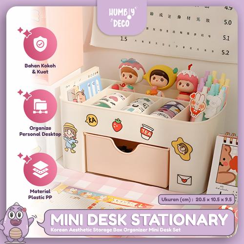 Jual Korean Aesthetic Storage Box Organizer Mini Desk Set Rak Mini ...