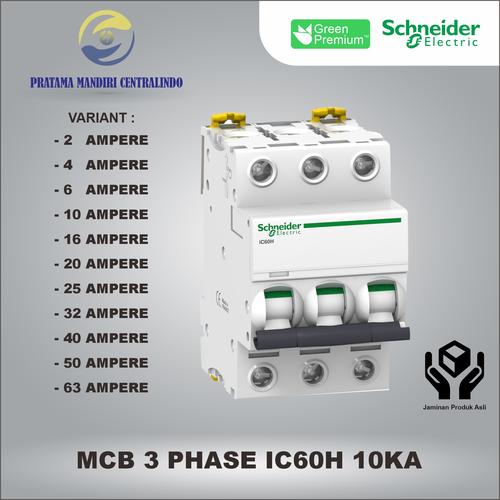 Jual MCB 3 PHASE iC60H 10kA SCHNEIDER 3 POLE 3P - 2AMPERE s.d 63AMPERE ORI - 16A - Jakarta Barat ...