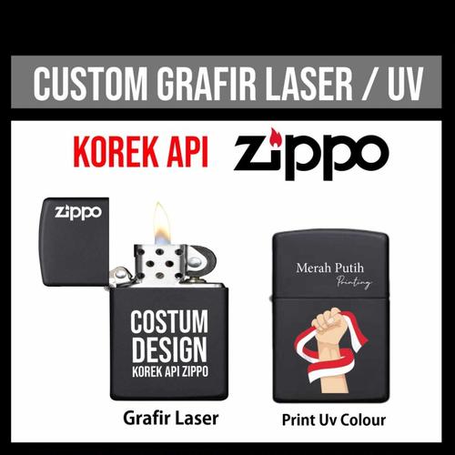Jual CUSTOM CETAK UKIR LASER GRAFIR / PRINT UV KOREK API ZIPPO - LASER ...