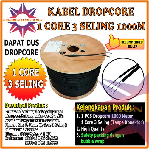 Promo Kabel Dropcore 1 Core 3 Seling 1km 1000m Wire Fiber Optic FO ...