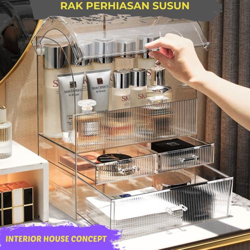 Promo Rak Kosmetik Susun Akrilik Kotak Perhiasan Transparan Laci ...