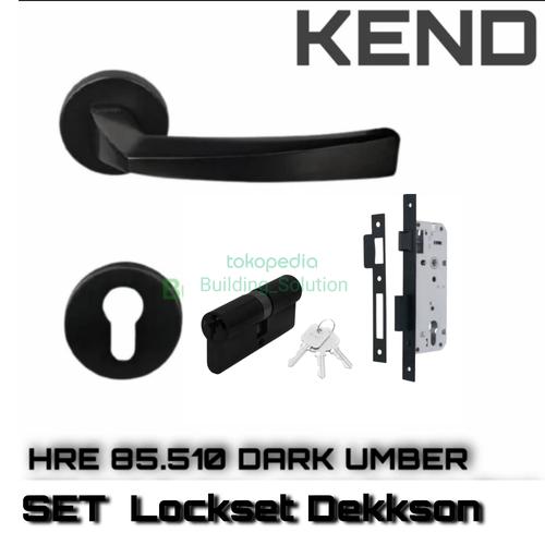 Jual KEND ORIGINAL LEVER HANDLE HRE 85.510 DU + Lockset Dekkson Black ...