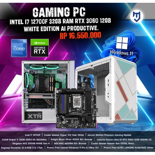 Jual Gaming PC Intel I7 12700F 32GB RAM RTX 3060 12GB White Edition AI ...
