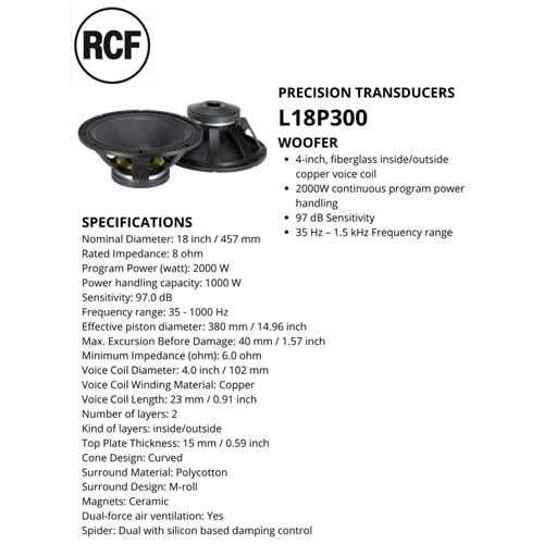 Jual Speaker Woofer Component RCF L18P300 18Inch Original - Kota Medan - Vrj_electronics | Tokopedia