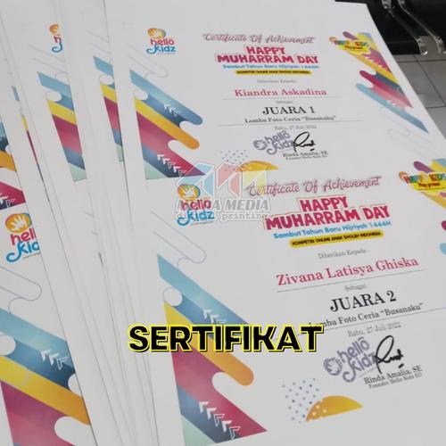 Jual Cetak Sertifikat/Piagam Custom FREE Design - A4 isi 2, 1sisi ...