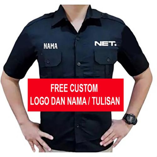 Jual CUSTOM LOGO NAMA Kemeja Kerja Seragam Karyawan PDH PDL - Hitam, S ...
