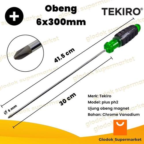 Jual Obeng Plus 12 inch Tekiro Diameter 6mm Panjang Besi 30cm Magnet ...