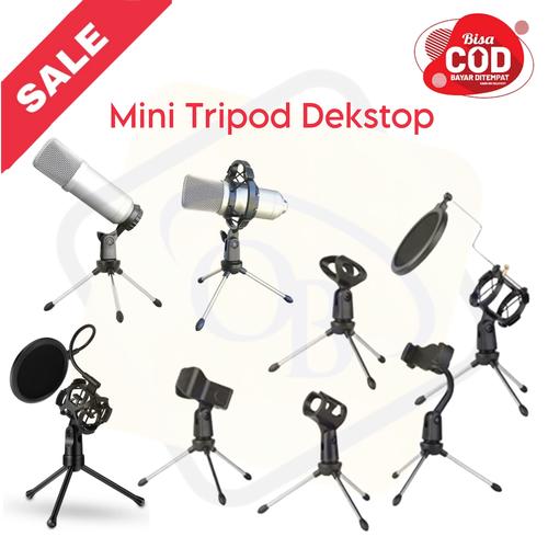 Jual stand mic mini tripod pop filter elastic - stand mikrofon meja ...