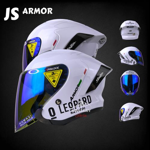 Jual JS ARMOR PUTIH PAKET GANTENG LEOPARD | HELM HALF FACE KENKINIAN ...
