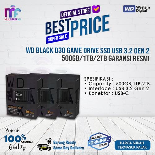 Promo WD Black D30 Game Drive SSD USB 3.2 Gen 2 500GB/1TB/2TB Garansi ...