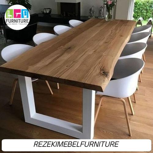 Jual meja restoran / meja makan/ meja meeting Kayu mahoni kaki besi ...