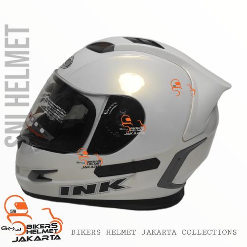 Jual HELM INK STEALTH SOLID WHITE PEARL GOLD DOUBLE VISOR FULL FACE ...