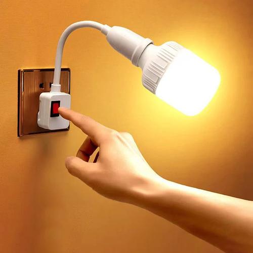 Promo Fitting Lampu Fleksibel e27 Colokan Dinding Bohlam LED Switch On ...
