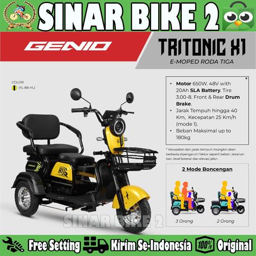 Jual Sepeda Listrik Roda Tiga GENIO TRITONIC X1 650 Watt Electric E Bike - White Orange - Kab ...