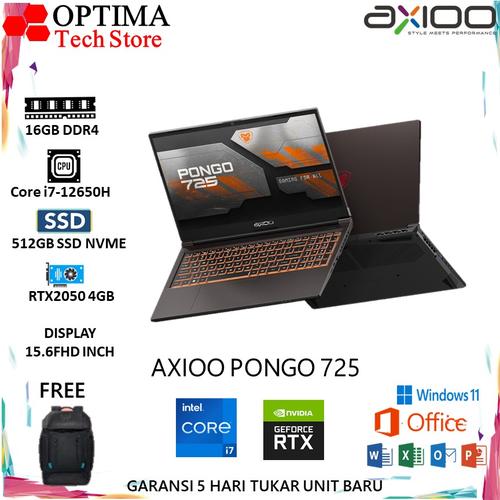Jual Axioo PONGO 725 Core i7-12650H RTX2050 4GB/ 32GB 512GB W11 15.6FHD BLK - Unit Only, 16GB ...