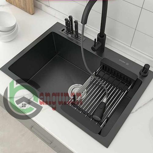 Jual Kitchen Sink 7545 Black Tempat Pisau Lengkap Kran Flexible ...