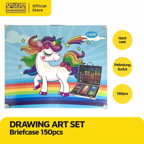 Jual DRAWING ART SET BRIEFCASE 150 PCS | PENSIL WARNA CRAYON ALAT ...