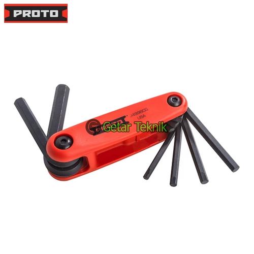 Jual Kunci L Lipat Proto J4996CG Hex Key Set 6 Tips, Folding SAE, Short ...