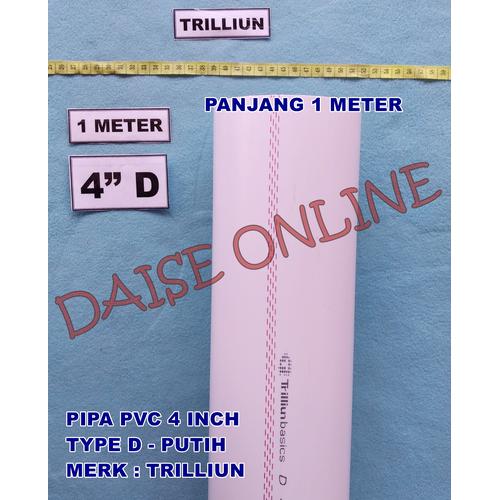 Jual PIPA PVC 4 INCH D PUTIH TRILLIUN PANJANG 1 METER - Kab. Sidoarjo ...