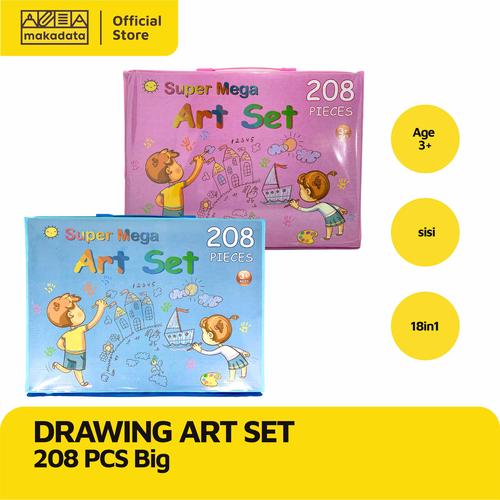 Jual DRAWING ART SET 208 PCS BIG | PENSIL WARNA CRAYON ALAT MEWARNAI ...