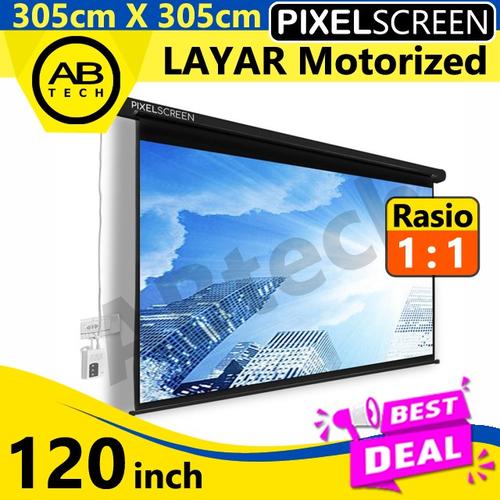 Jual Screen Projector PIXEL Motorized 120" Layar Proyektor Elektrik ...