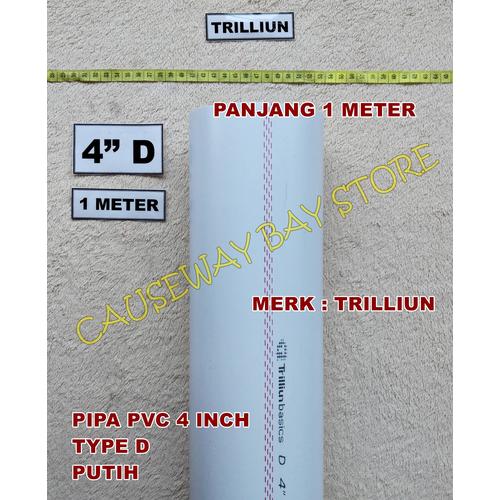 Jual PIPA PVC 4 INCH D PUTIH TRILLIUN PANJANG 1 METER - Kab. Sidoarjo ...