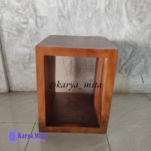 Jual stool unik bentuk persegi/stool minimalis kayu trembesi tanpa ...